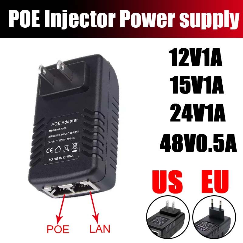 Jual POE Adaptor AC 110V-240V To DC 12V 15V 18V 24V 48V 0.5A 1A POE ...