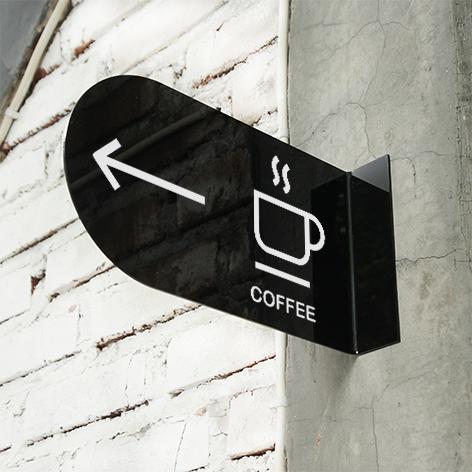 Jual Sign Coffee Akrilik Pop Up Hitam + Sticker Panah Penunjuk Arah ...