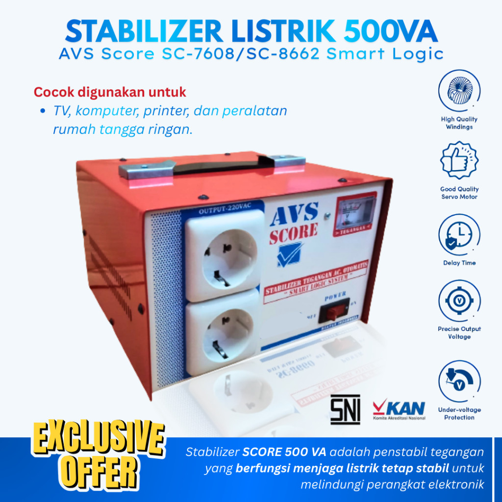 Jual Stabilizer Listrik 500VA Automatic Voltage Regulator SCORE ...