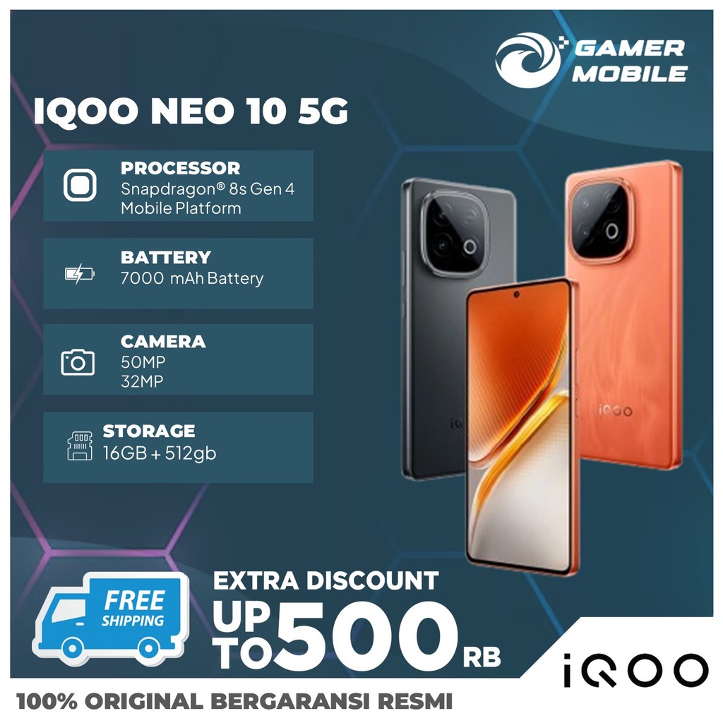Jual iQOO Neo 10, 1st Snapdragon 8s Gen 4 + Q1 (Dual Chipset), 7K VC ...