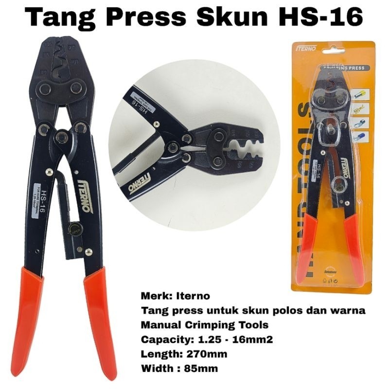 Jual Tang Crimping Press Skun 1.25-16mm Krimping Tools Iterno HS-16 ...