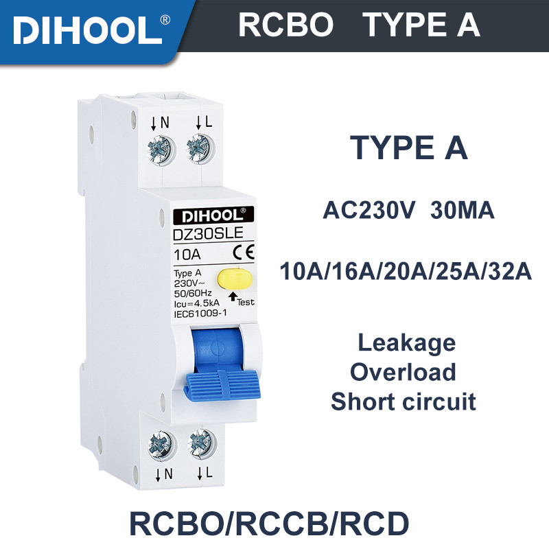 Jual DPNL RCBO Residual Current Circuit Breaker Type a 30mA B/C Curve ...