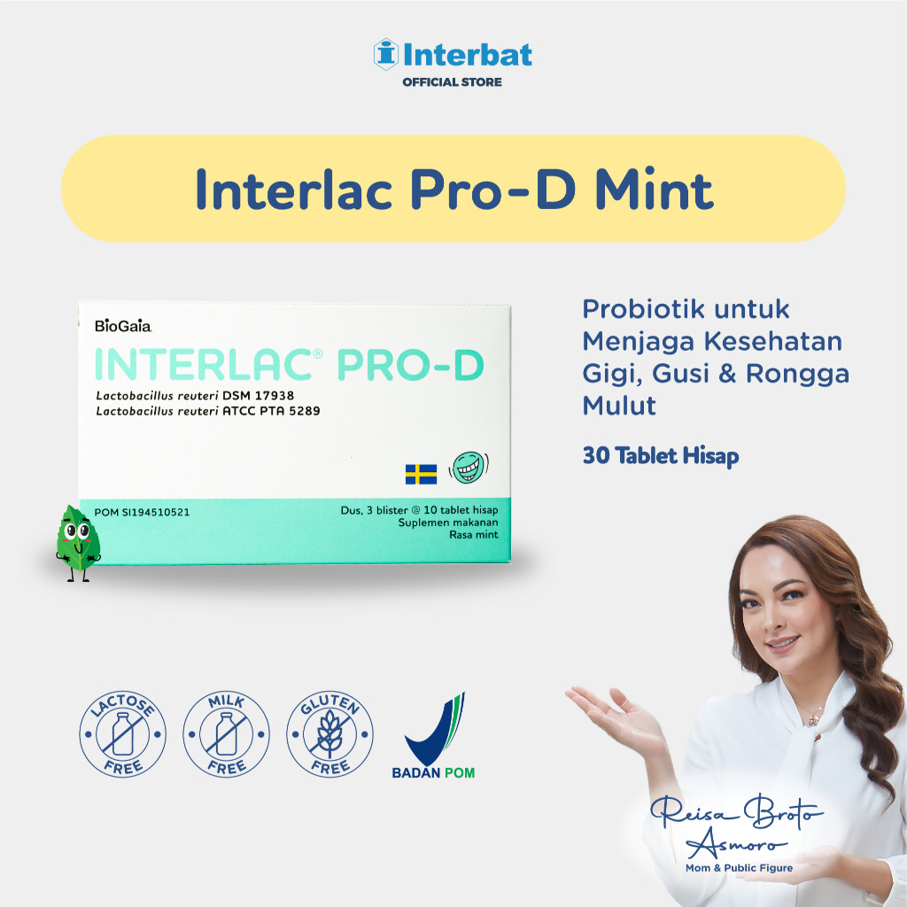 Jual Interlac Pro-D Tablet Hisap Mint 3 Strip @10 Tablet - Probiotik ...