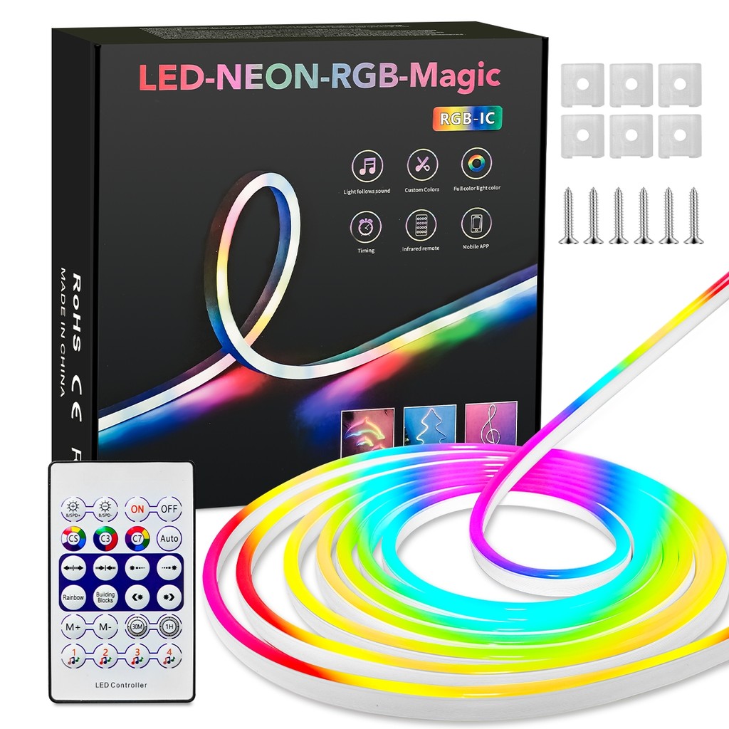 Jual Smart Bluetooth RGBIC Neon LED Strip Light,1M-10M Waterproof USB ...