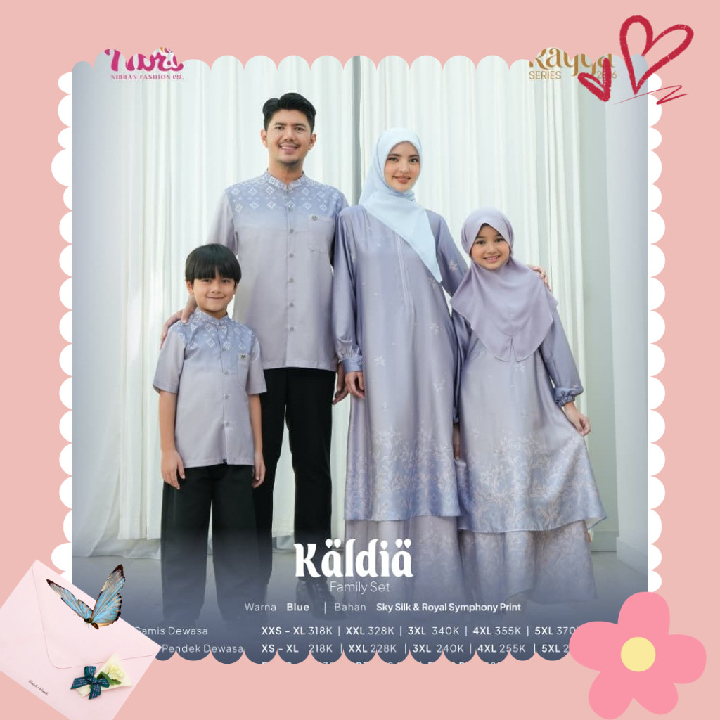 Jual SARIMBIT NIBRAS 2026 KALDIA BLUE TERBARU FAMILY SET HARI RAYA ...