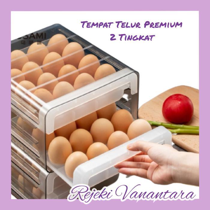 Jual Tempat Telor Egg Storage 2 Laci Susun Rak Telur 32 Butir Bahan ...