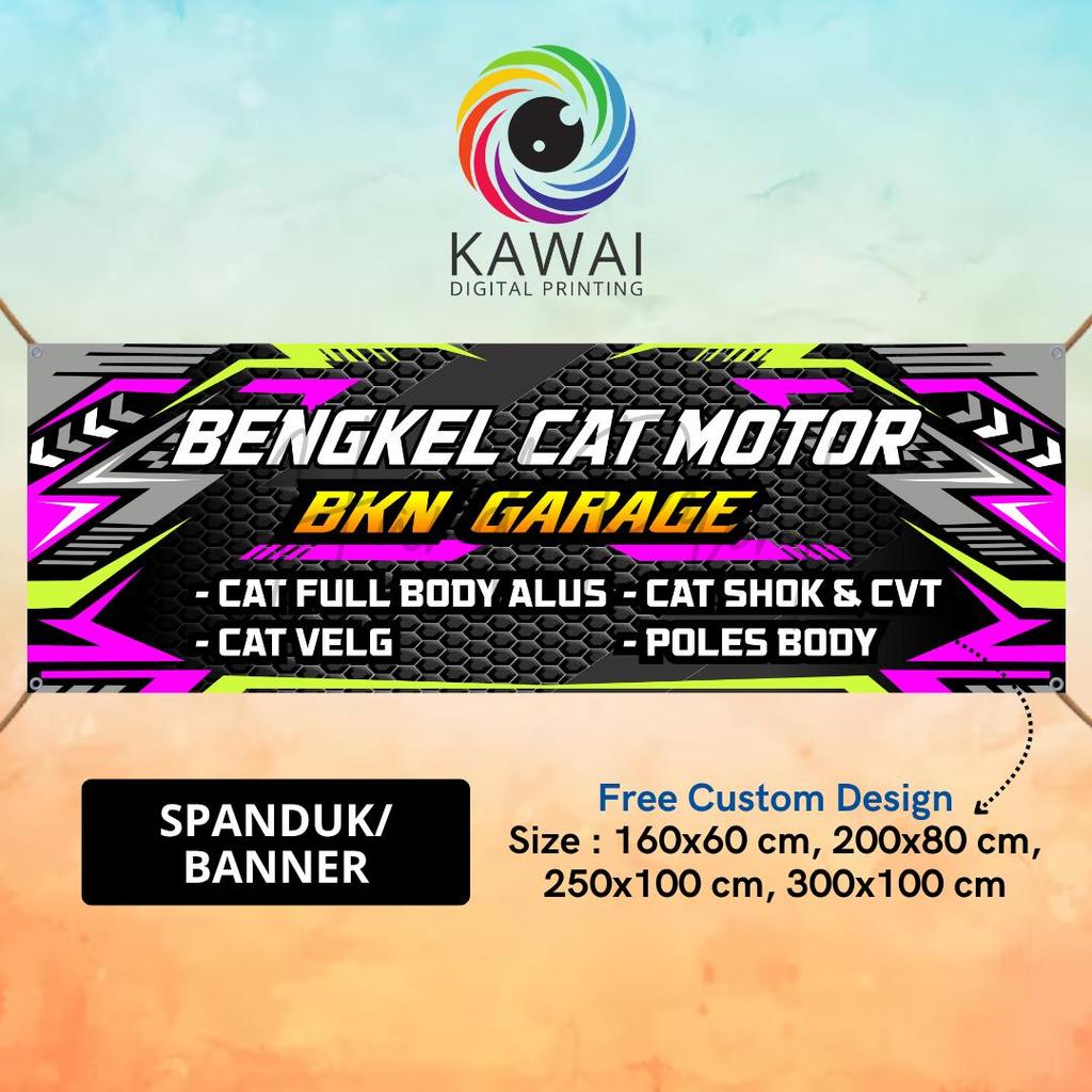 Jual Spanduk Banner MMT Bengkel Cat Motor Bkn Garage Bisa Rekuest ...