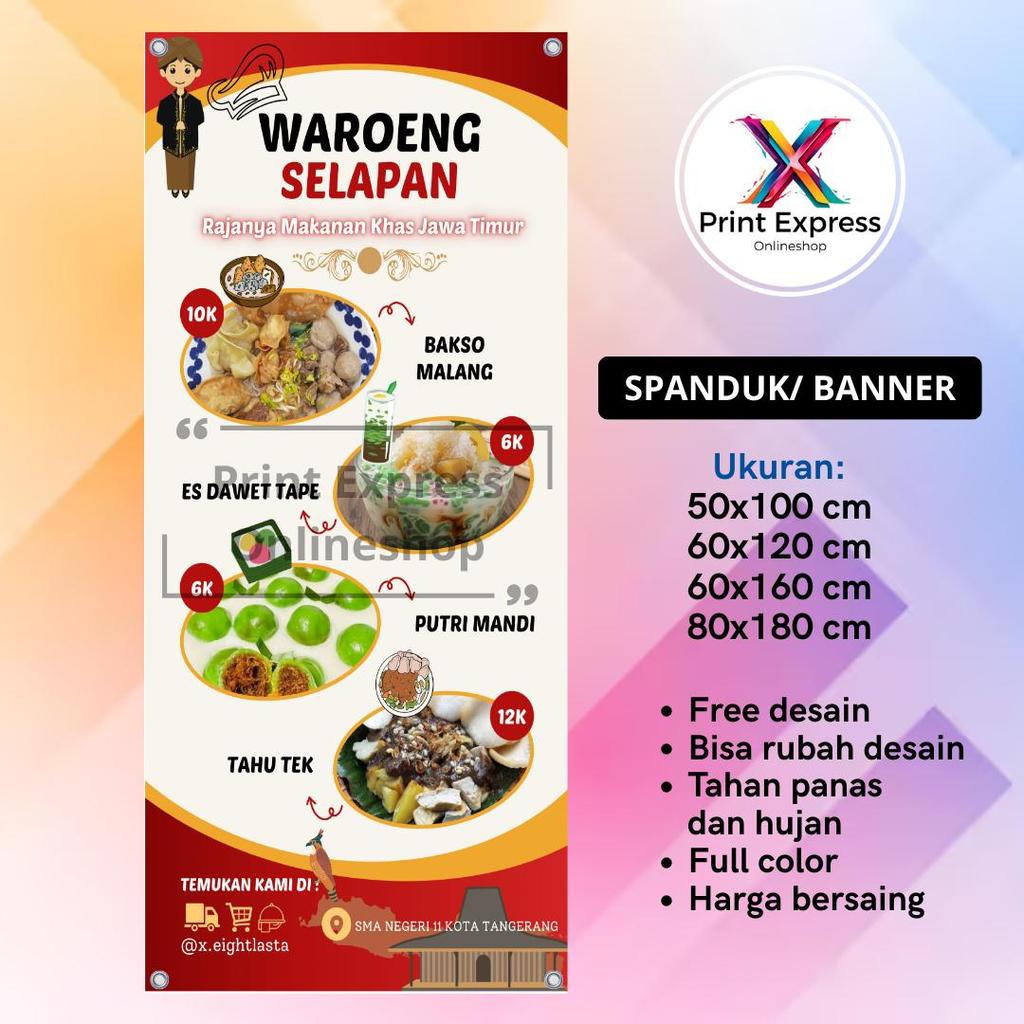 Jual Cetak Spanduk Warung Selapan Cream Merah 60x160 Cm Bisa Rekues ...