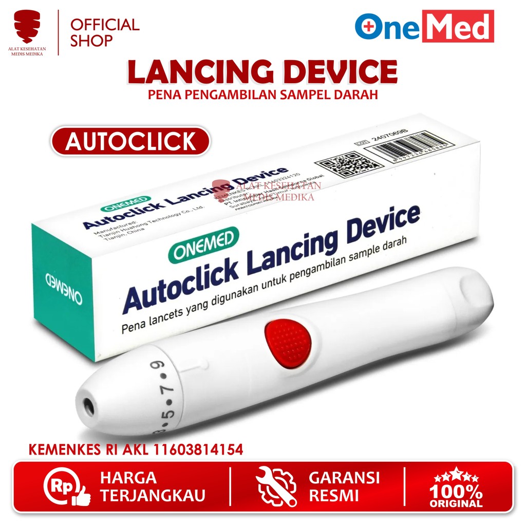 Jual Onemed Lancing Pen Device Autoclick Pena Lancet Bekam Medical ...