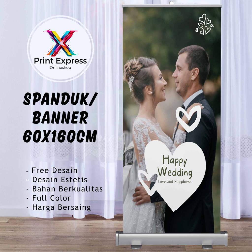 Jual Cetak Spanduk Happy Weding Love 60x160 Cm Bisa Rekues Free ...