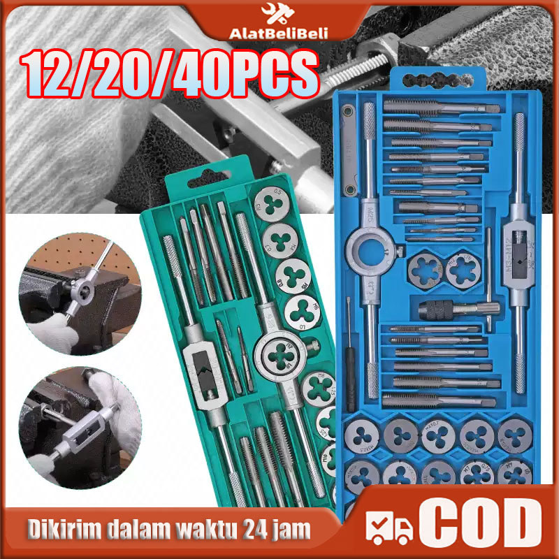 Jual 12 Pcs/20 Pcs/40 PcsTap Die Set Alat Senai dan Tap Ulir Drat Mur ...