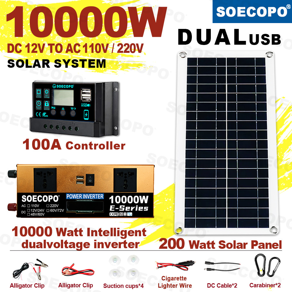 Jual 10000W Solar System Complete Kit Dual12V/24V To 110V/220V Inverter ...