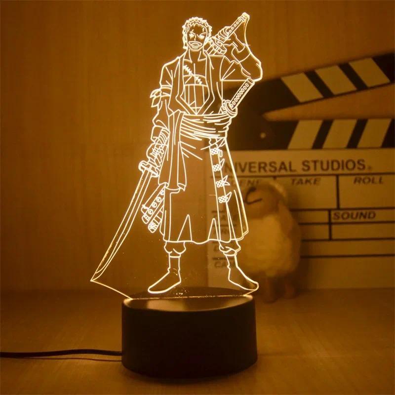 Jual Anime One Piece Luffy Zoro Portgas D Ace 3D Illusion LED Night ...