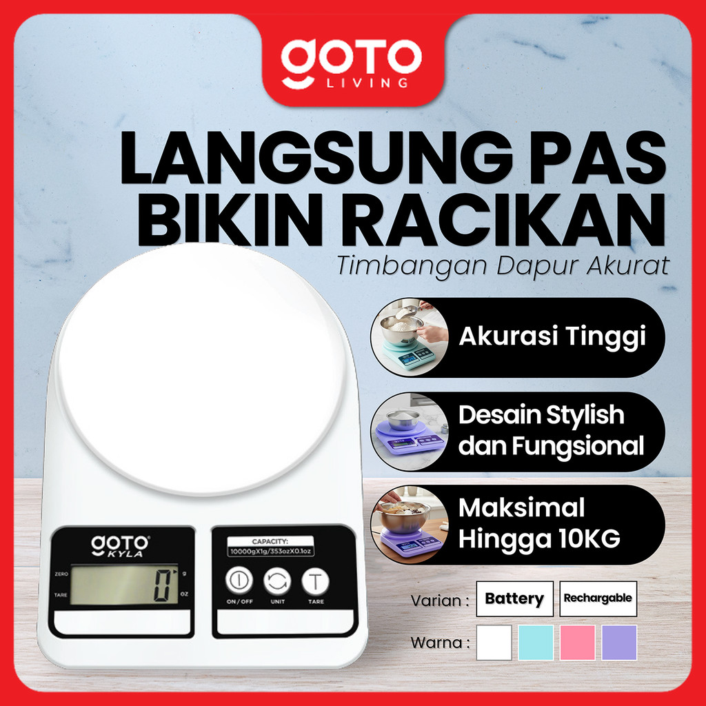 Jual Goto Kyla Timbangan Digital Kue Kitchen Scale Rechargeable Battery ...