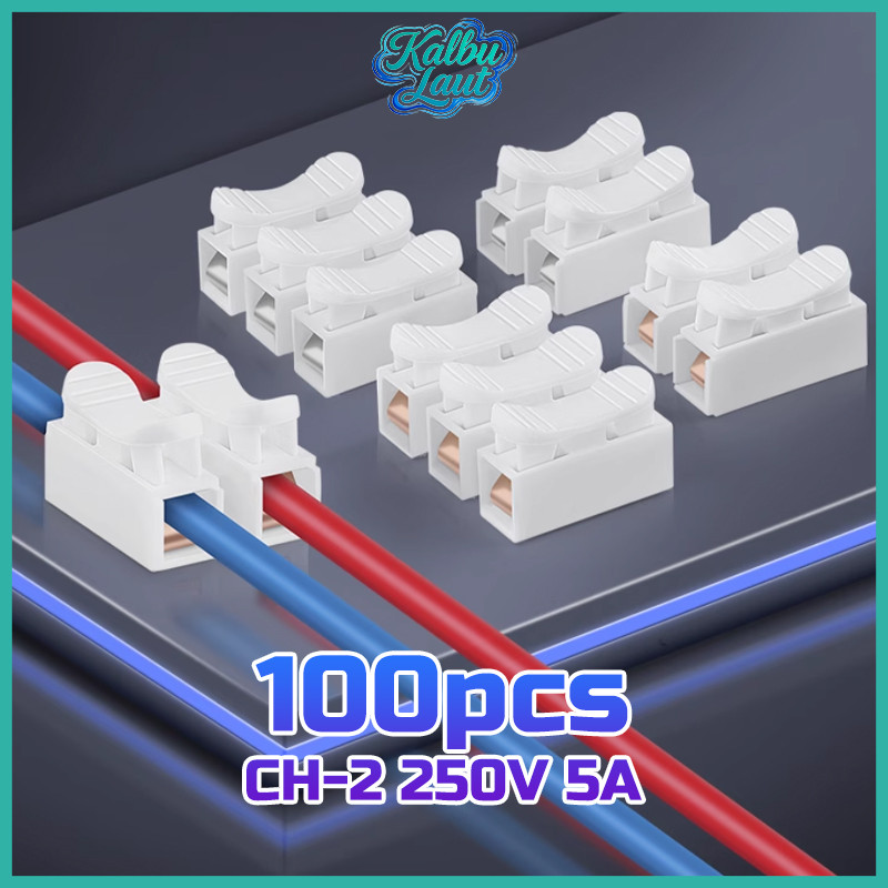 Jual 100pcs Quick Connect CH2 Konektor Kabel Listrik Terminal Blok ...