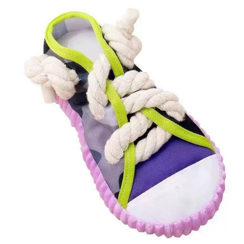 Jual Dog Toy Squeaky Slipper Chewing Dental Rope Knot Corgi Teddy ...