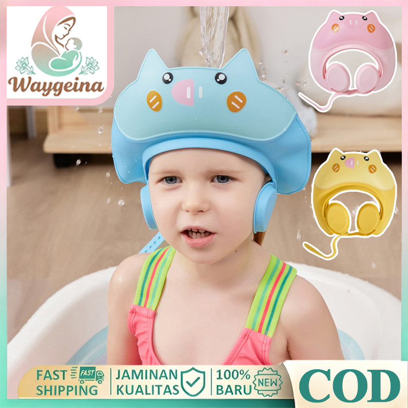 Jual Waygeina Baby Shower Cap,Pelindung Telinga Kartun Babi Topi Mandi ...
