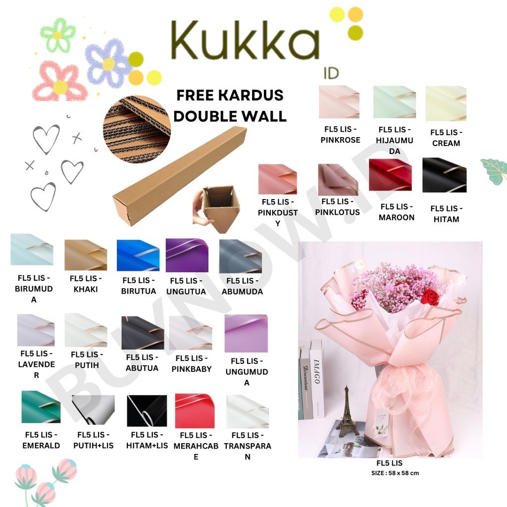 Jual KUKKA - FL5 LIS 5Lembar-Kertas Bunga Buket Transparan List Emas ...