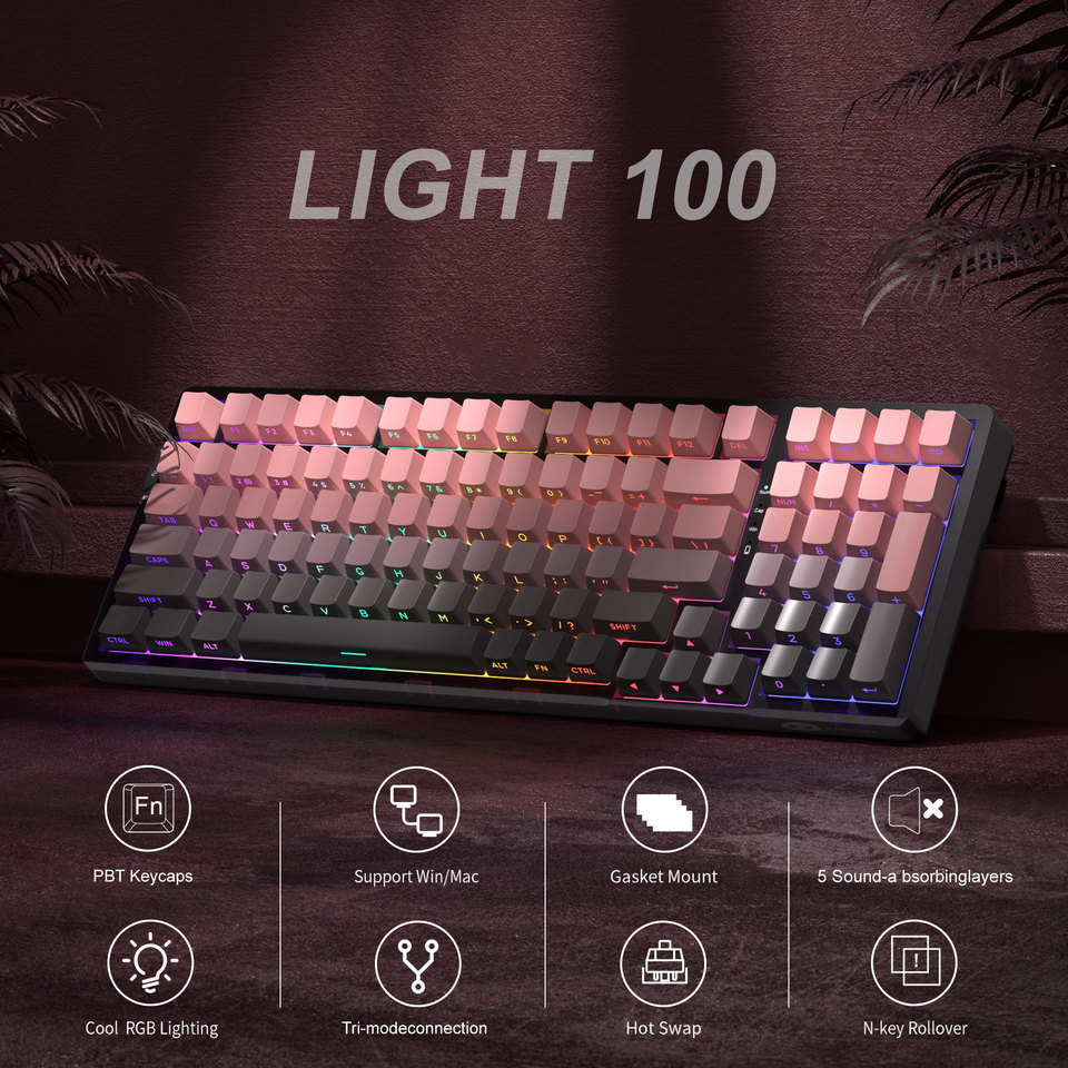 Jual MageGee Light100 Wireless Mechanical Keyboard Side-Printed Hot ...