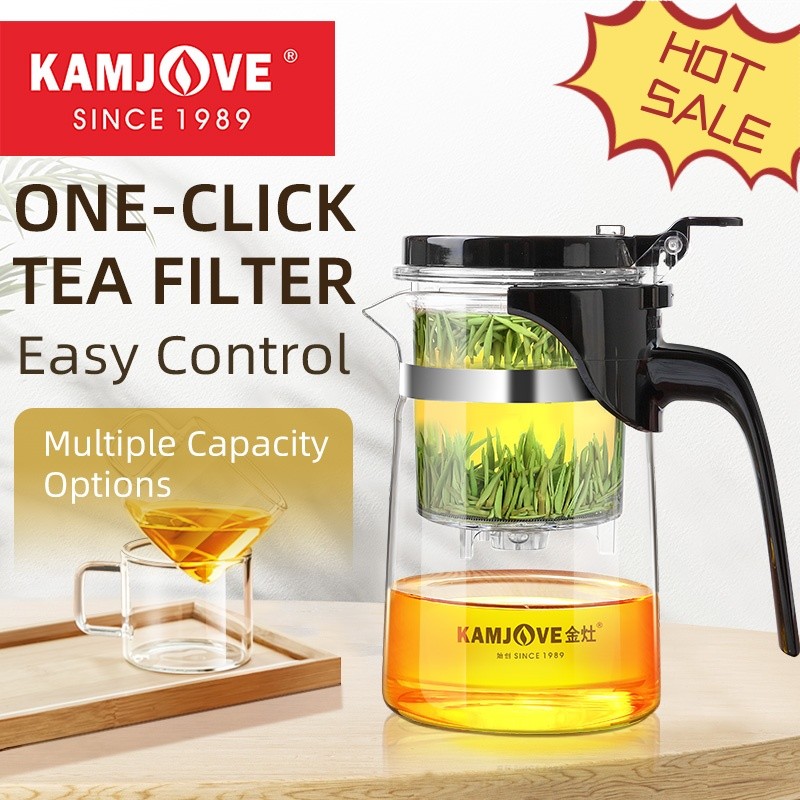 Jual KAMJOVE Teapot Infuser Glass Tea Set One-button Filtering Tea ...