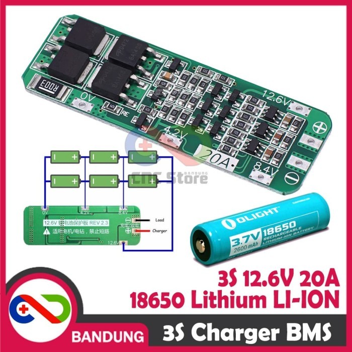 Jual 3S 12.6V Charger BMS Protection 20A – Modul Proteksi Baterai Li ...
