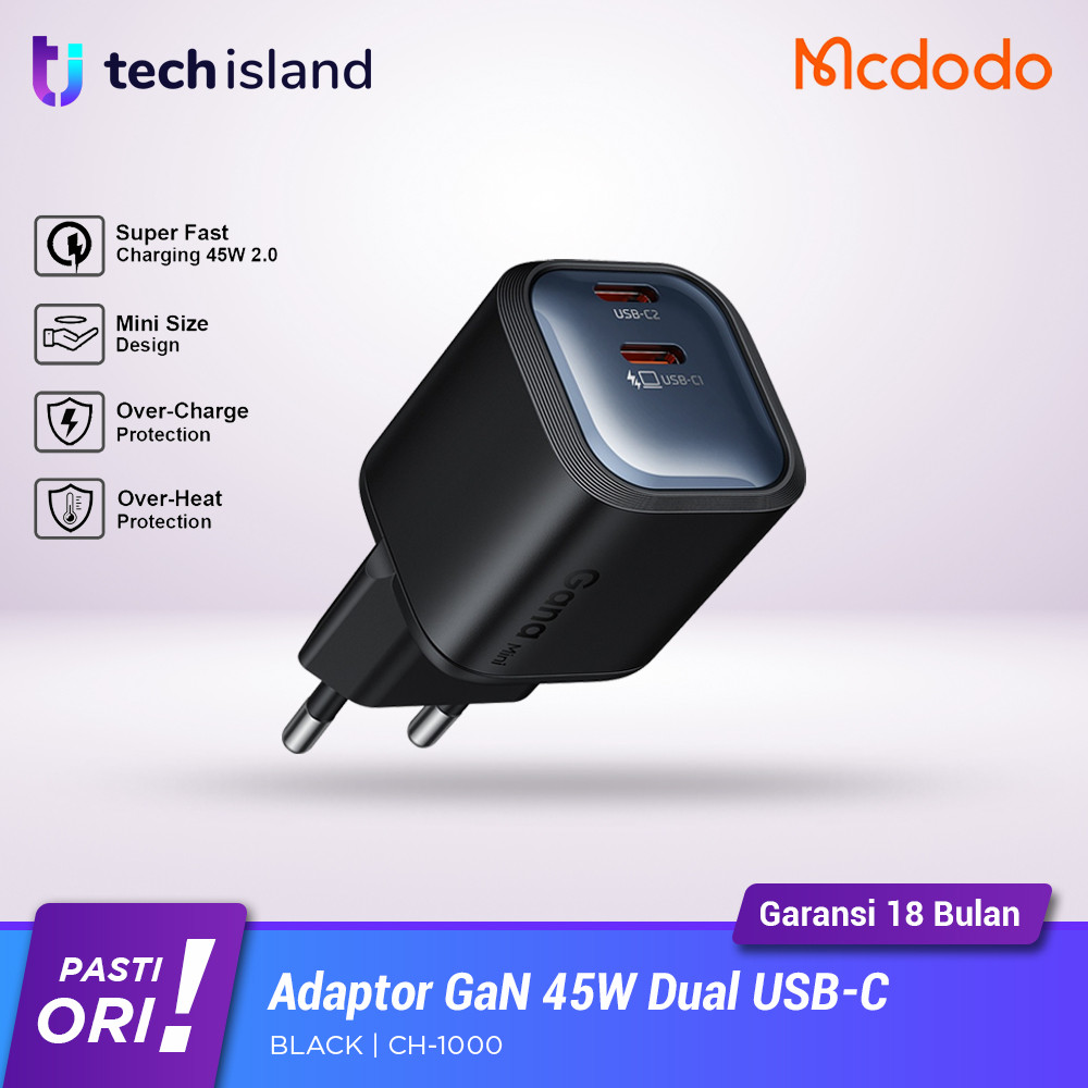 Jual Mcdodo Adaptor GaN Charger Mini 45W USB-C SFC2.0 PPS2.0 Super Fast ...