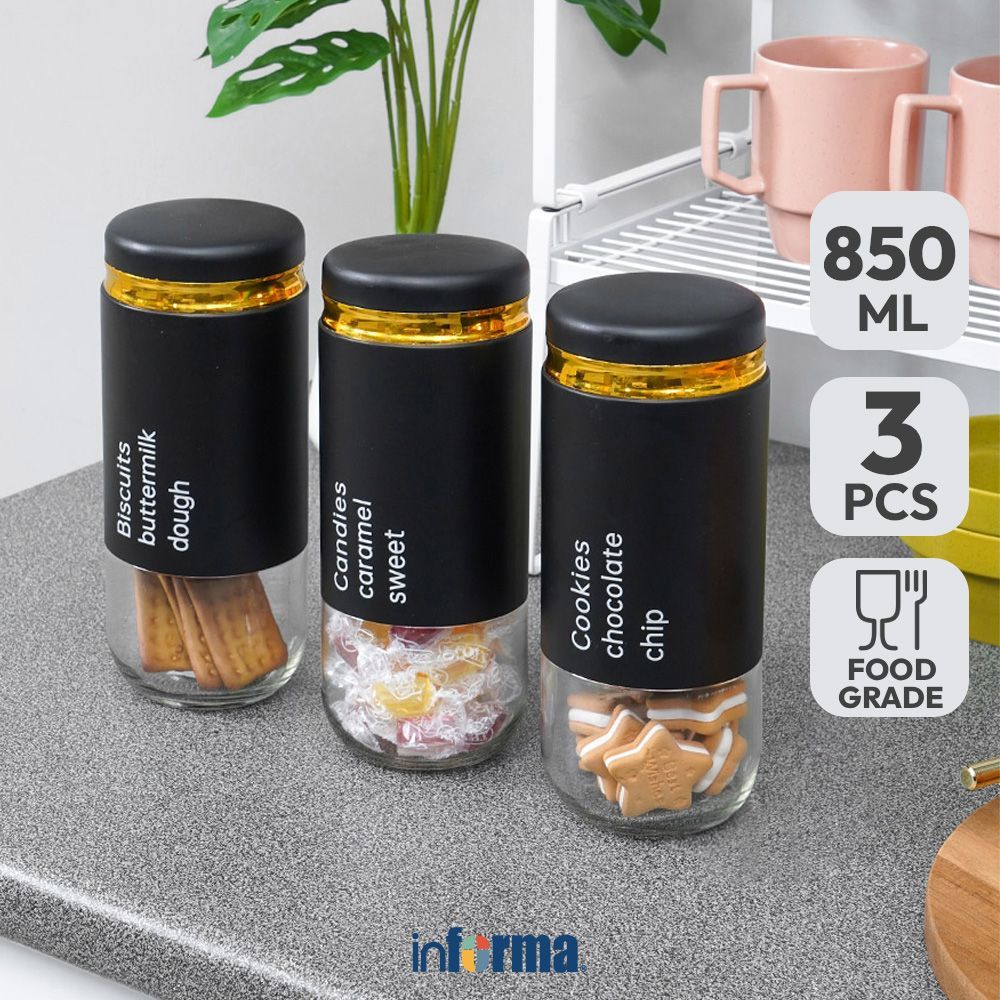 Jual Informa Set 3 Pcs Harleen Stoples Kaca Jar Tempat Simpan Snack Dan ...