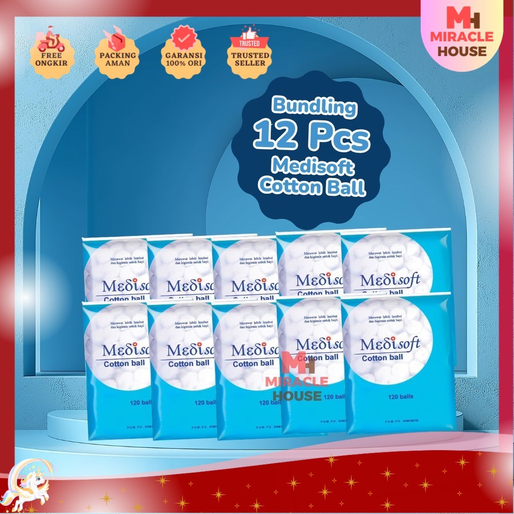 Jual Kapas Medisoft Cotton Ball Biru 120 balls 12pcs - Medisoft Cotton ...