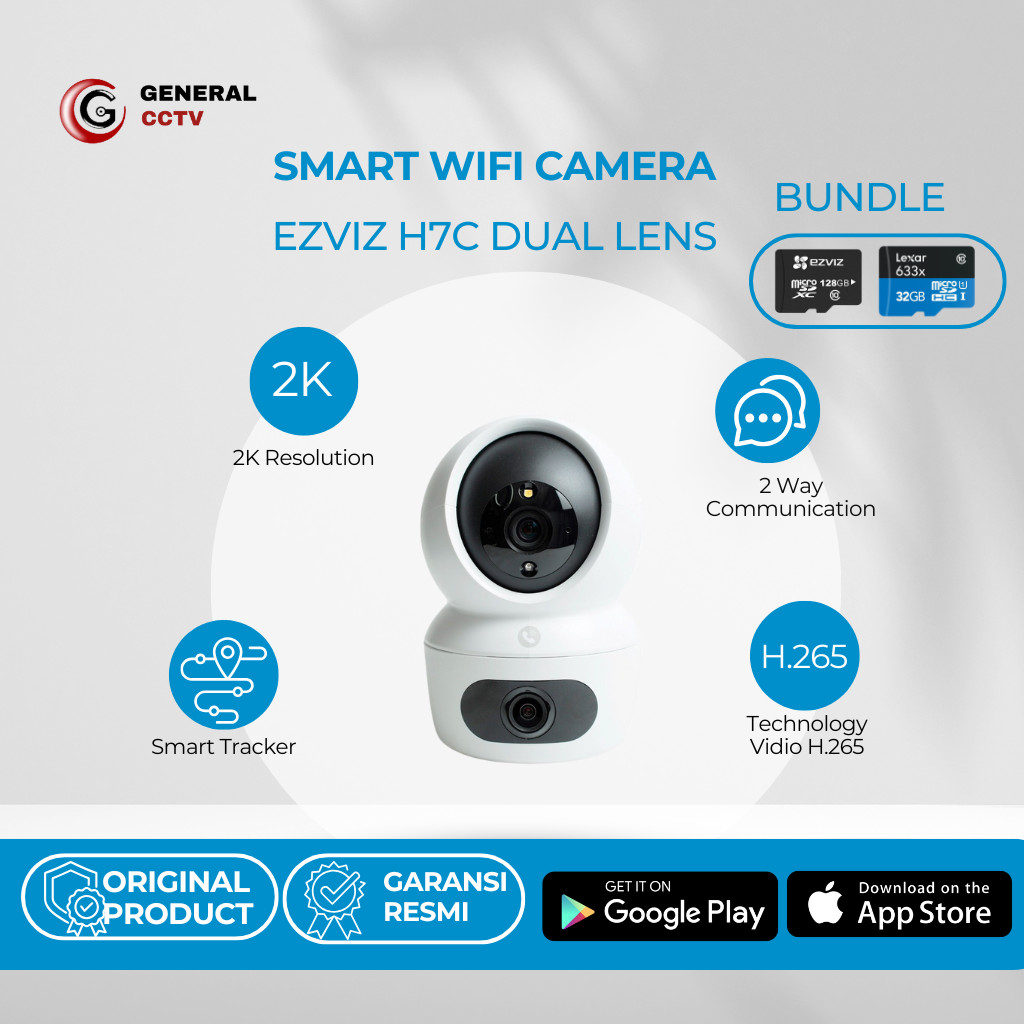 Jual Ezviz H7c Dual 2K & 2K Dual-Lens Pan Tilt WiFi Camera Dual Band ...