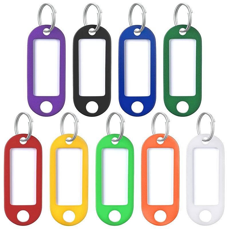 Jual 10-50pcs/lot Tough Plastic Key Tags with Split Ring Label Window ...