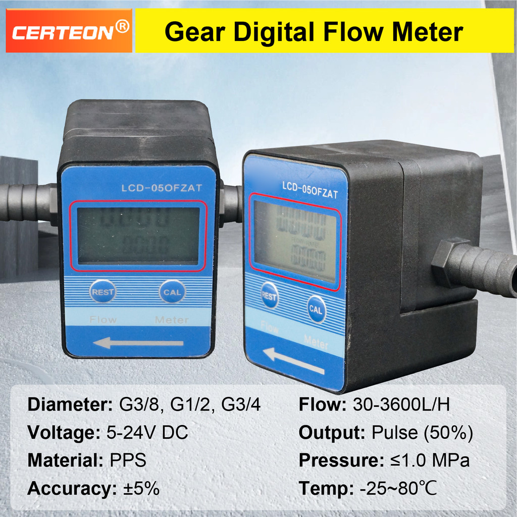 Jual LCD-05OFZAT gital Flow Meter 1/2" 3/4" 1/4" Gear Type LCD Sensor ...