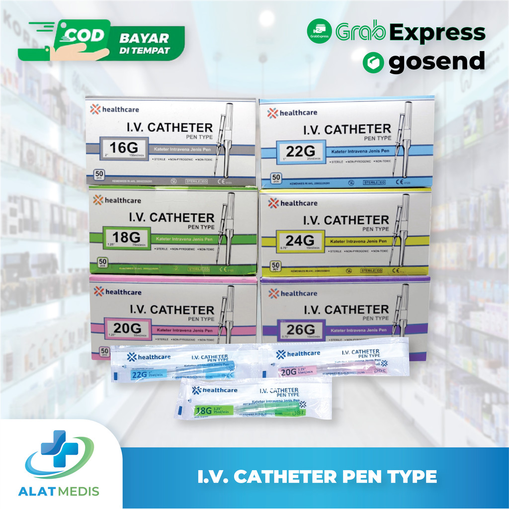 Jual OneHealth IV Catheter Abocath Jarum Tindik Aboket 16G 18G 20G 22G ...