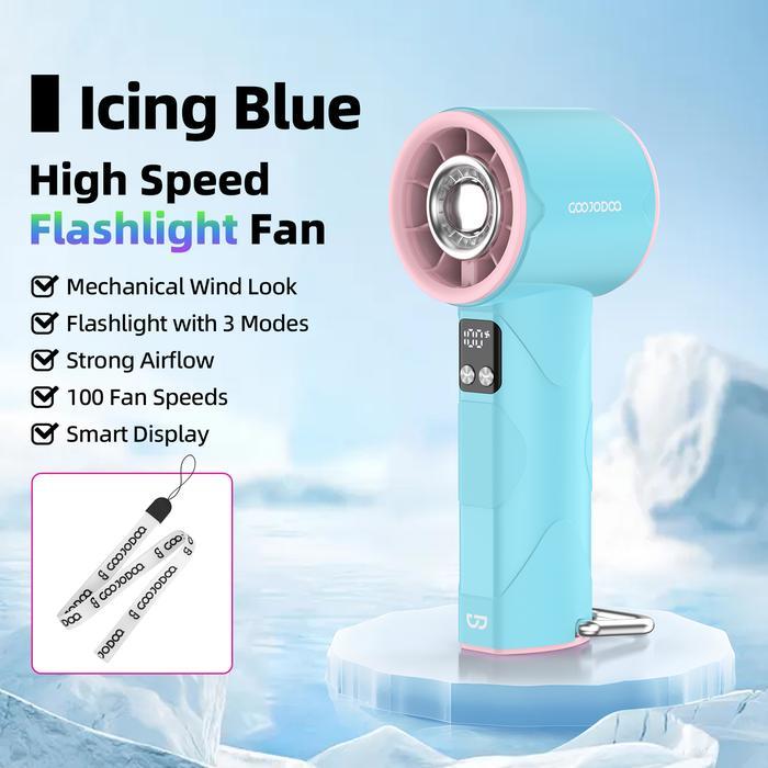 Jual GOOJODOQ GFS002 High-speed Portable Handheld Flashlight Fan Strong ...
