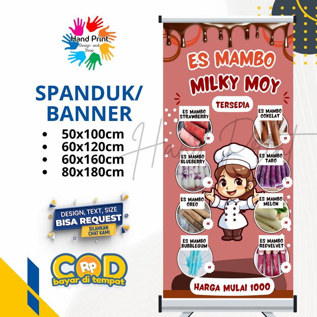 Jual Cetak Spanduk Banner Es Mambo Milky Moy MMT Spanduk Custom 60x160 ...
