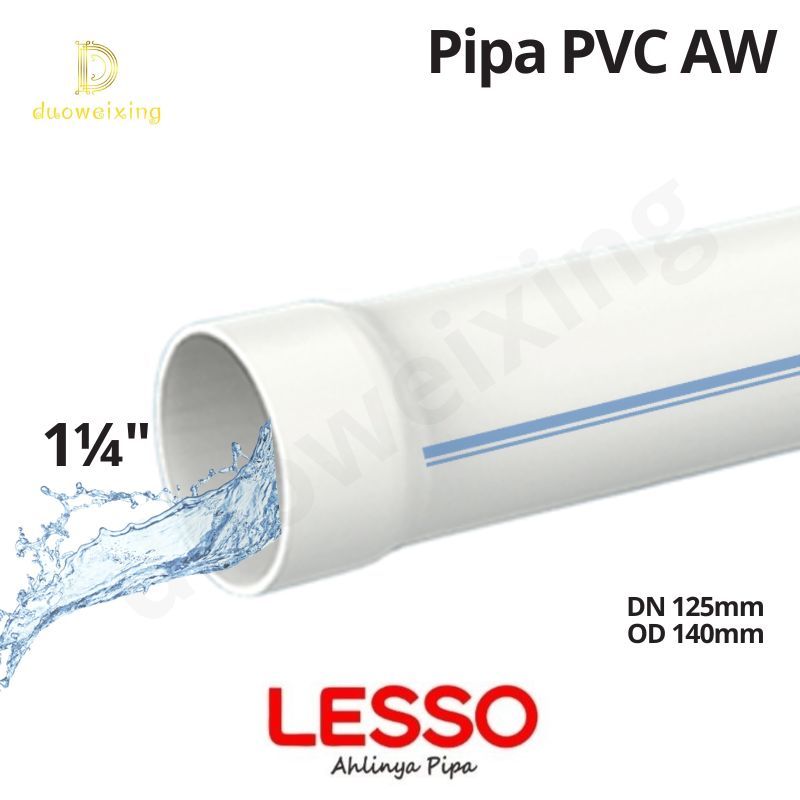 Jual Pipa Air PVC 1-1/4" sampai 3" Putih LESSO Tebal Panjang 4Meter AW ...