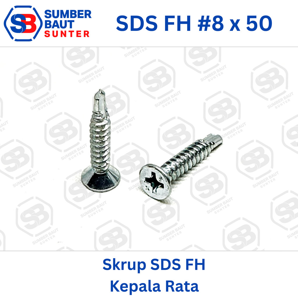 Jual SDS FH 8x50 Skrup Roofing Flat Head Self Drilling Screw | Shopee ...
