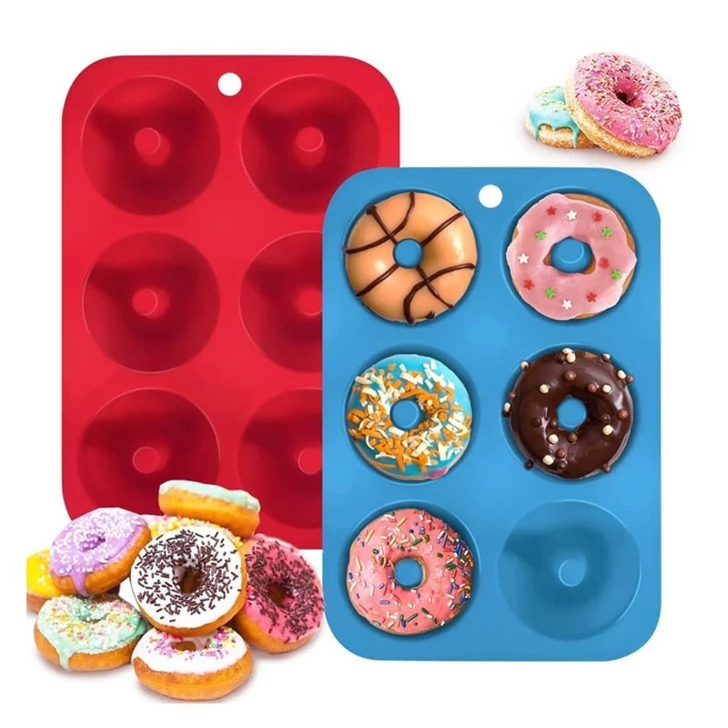 Jual 6 Holes Silicone Donut Mold Baking Pan Non-Stick Baking Pastry ...