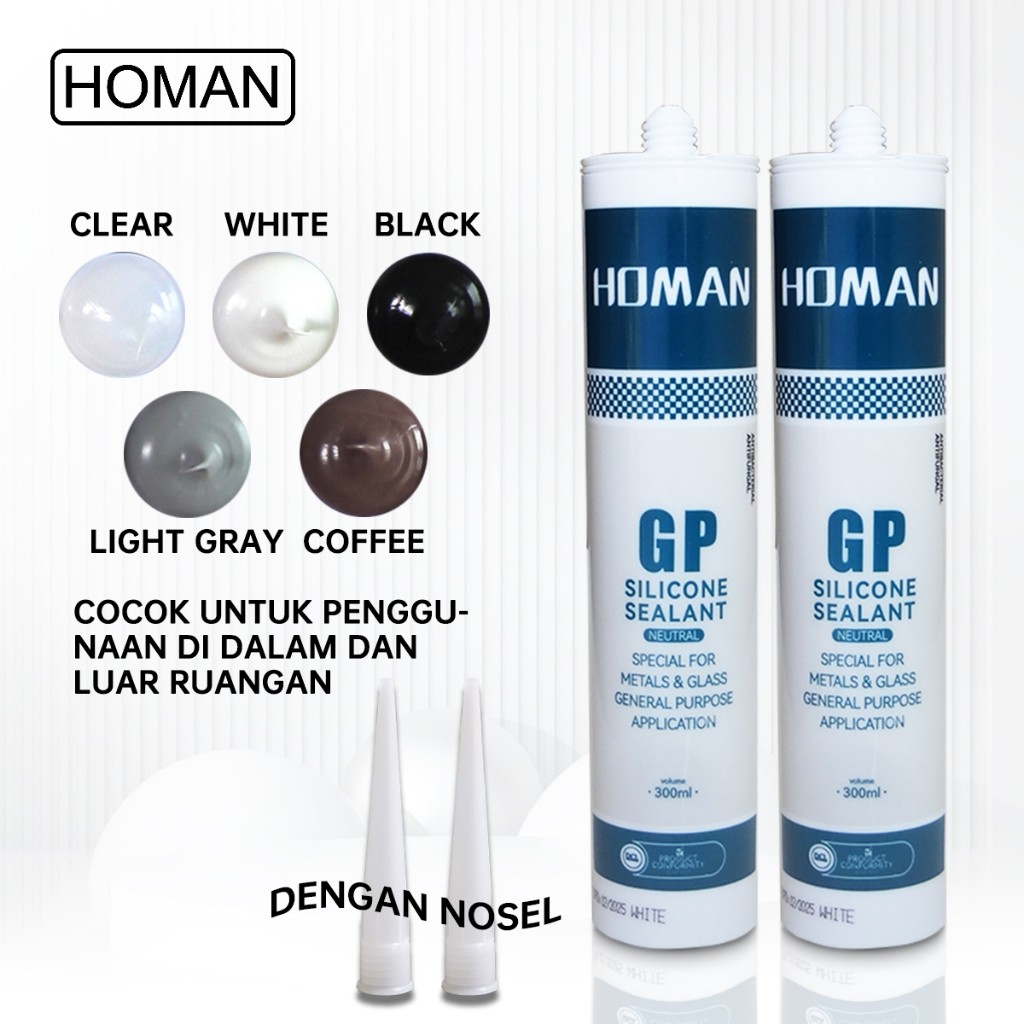 Jual HOMAN Sealant silikon lem kaca Sealant netral 300ml Garansi 5 ...