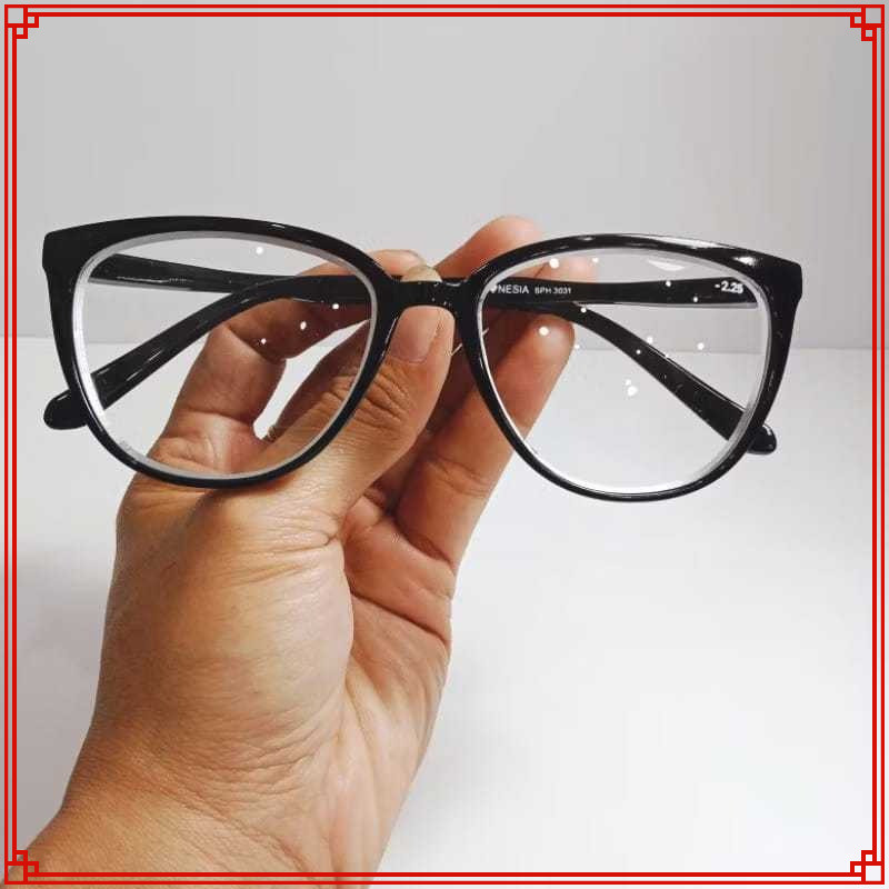 Jual Kacamata Minus Rabun Jauh Lensa Photocromic Semi Cat Eye Wanita ...