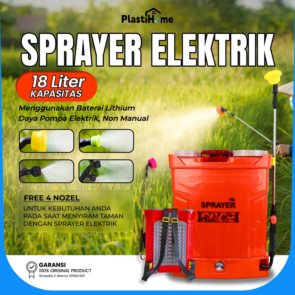 Jual PlastiHome Sprayer Elektrik 18L Knapsack Sprayer Backpack Sprayer ...