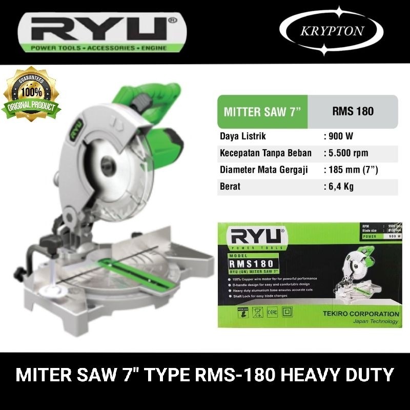 Jual RYU BY TEKIRO mitter Saw 7" Type RMS-180 heavy duty jaminan asli ...