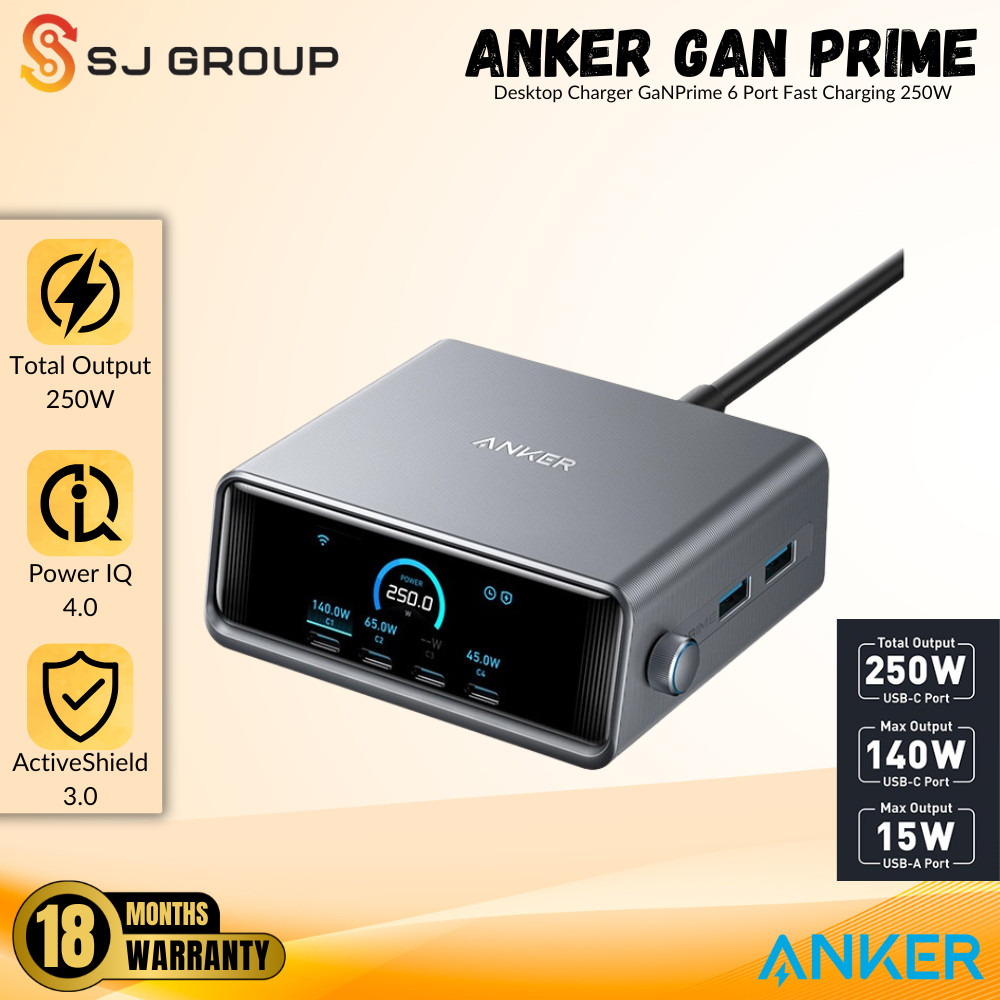 Jual Anker GaN Prime Desktop Charger GaNPrime 6 Port For Laptop, Fast ...