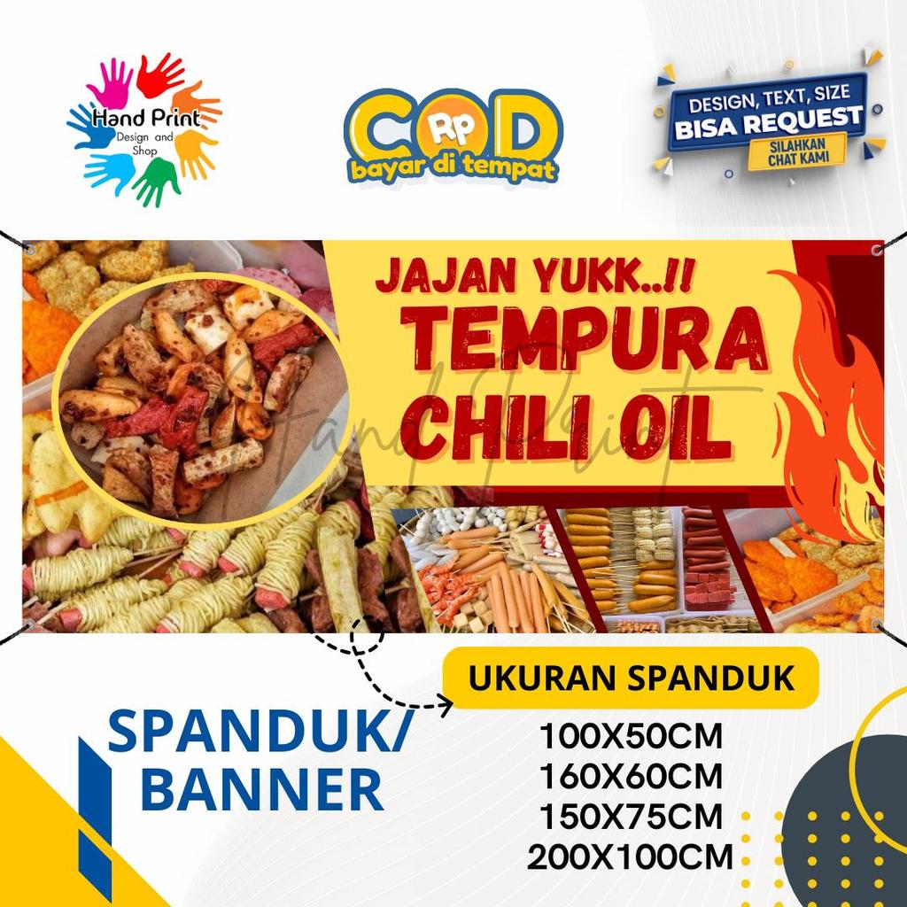 Jual Cetak Spanduk Banner Tempura Chili Oil Kuning MMT Spanduk Custom ...