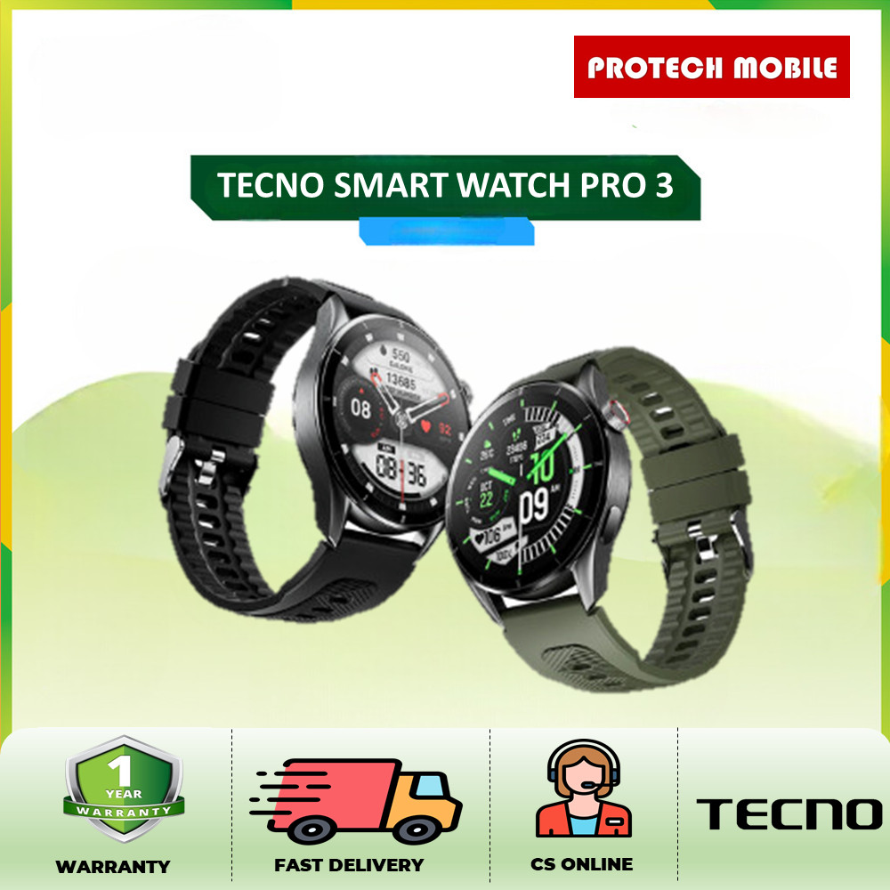 Jual TECNO Smart Watch Pro 3 / Smartwatch AMOLED / IP68 Tahan Air / 110 ...