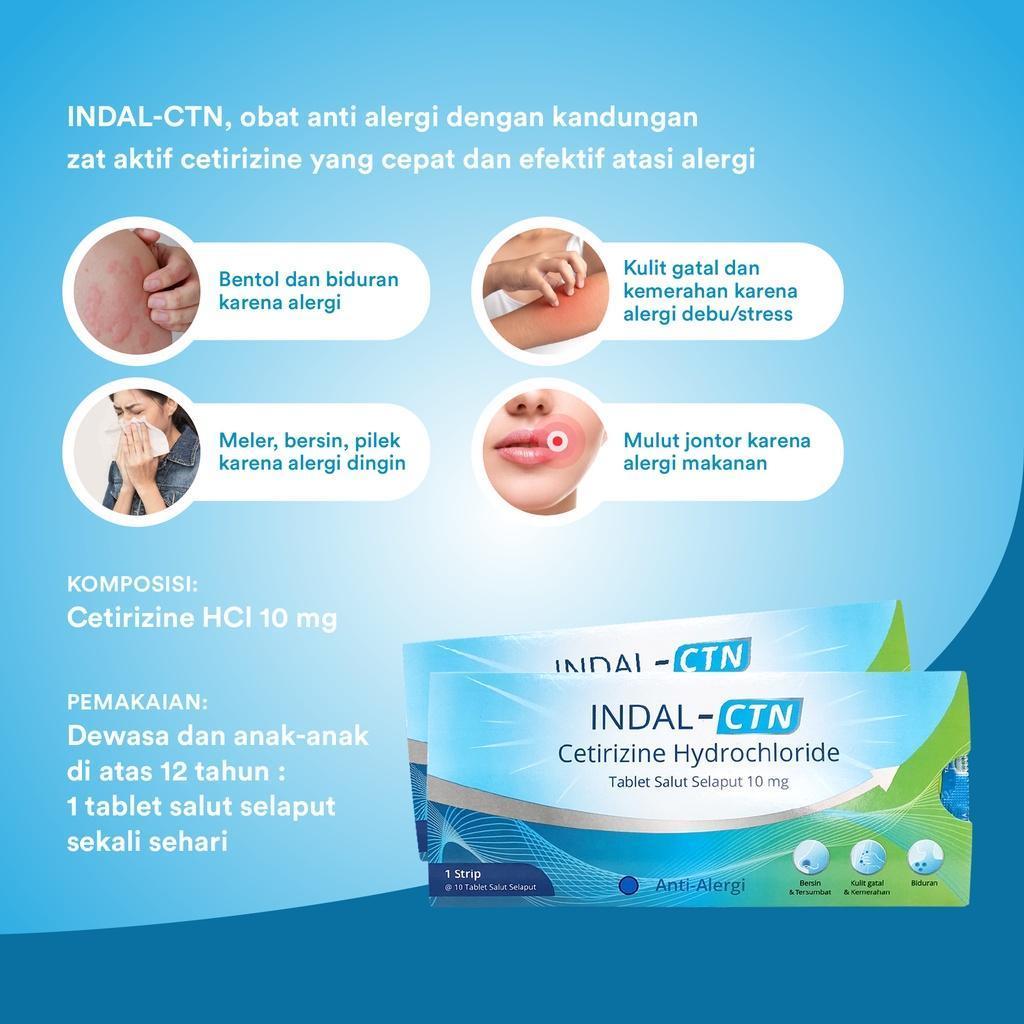 Jual INDAL-CTN Obat Anti Alergi dengan Cetirizine HCl 10 mg - 1 Strip ...