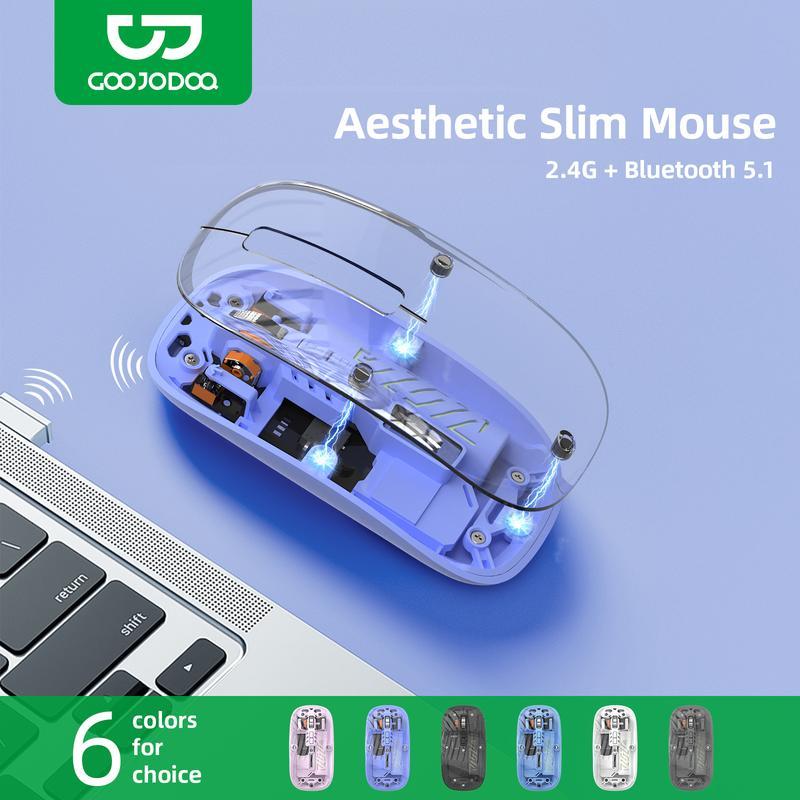 Jual GOOJODOQ 2-in-1 Bluetooth Transparent Wireless Mouse for Tablet PC ...