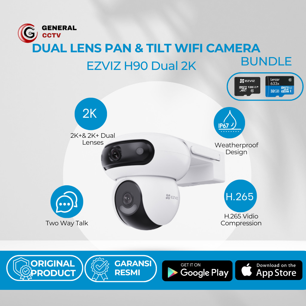 Jual Ezviz H90 Dual 2K+ Smart Home Dual Lens 4MP+4MP IP Camera Security ...