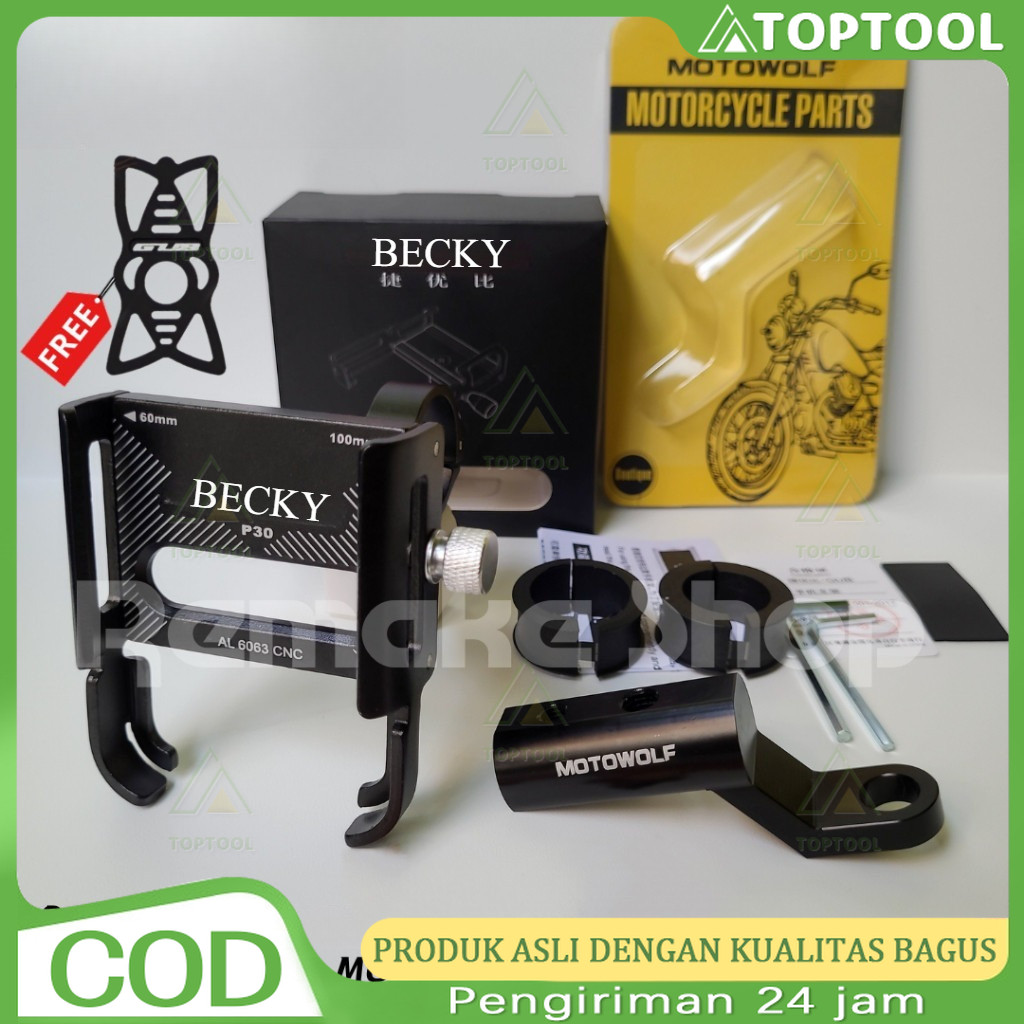 Jual Paket P30 + Bracket Spion MOTOWOLF Original Alumunium Alloy Holder ...