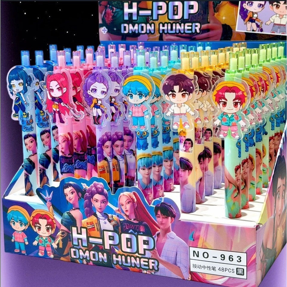 Jual 6/12/18Pcs KPop Demon Hunters Huntrix Rumi Black Gel Pen Student ...