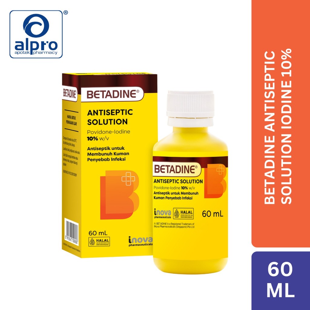 Jual Betadine Antiseptic Solution Iodine Obat Merah Luka 10% 60Ml ...